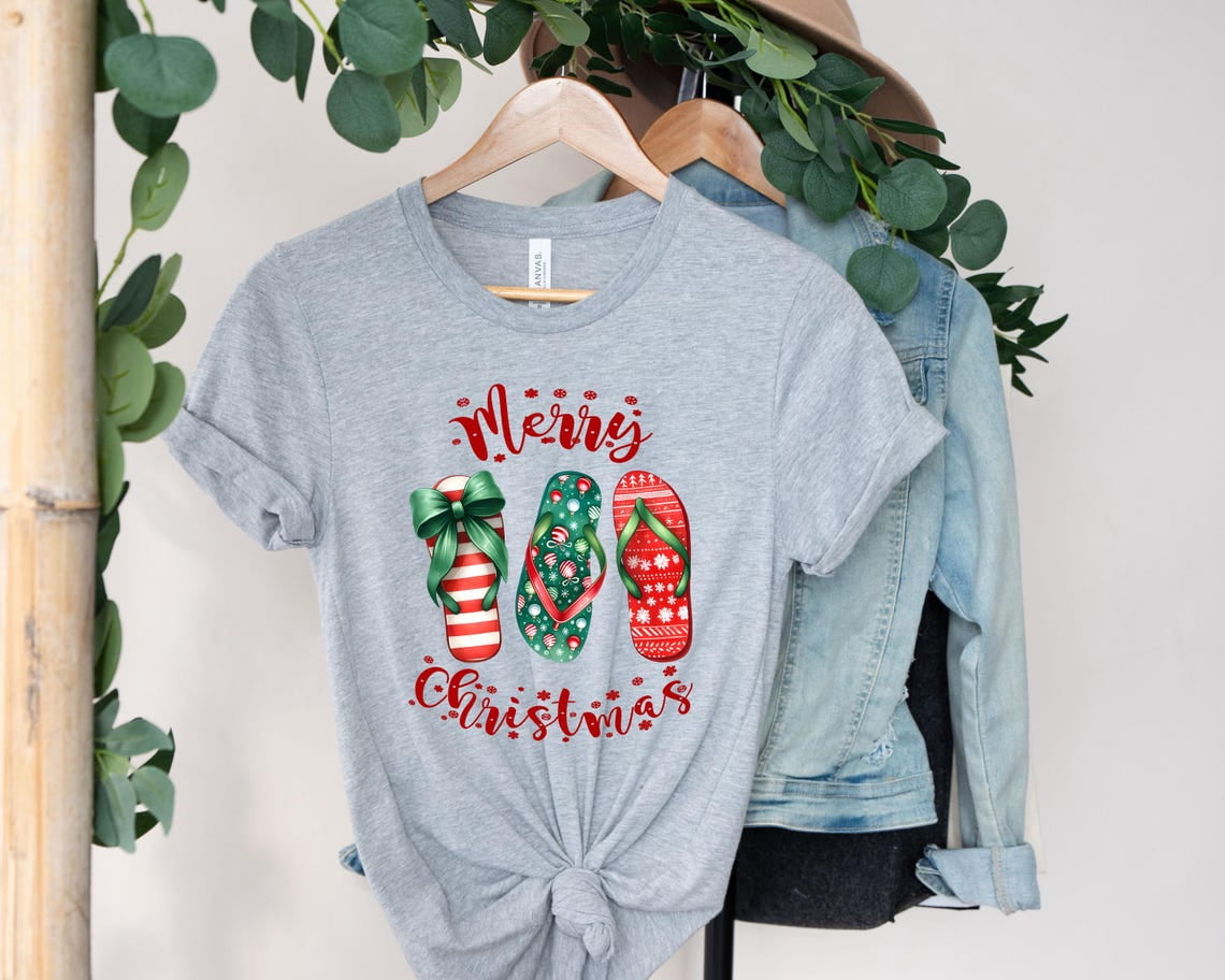Fitzy Christmas In July Shirt, Tropical Christmas Shirt, Beach Slipper ...