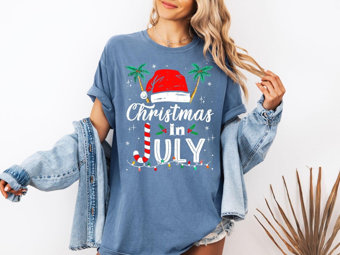 Fitzy Christmas in July Shirt, Hat Palm Tree Tee, Summer Holiday Shirt ...