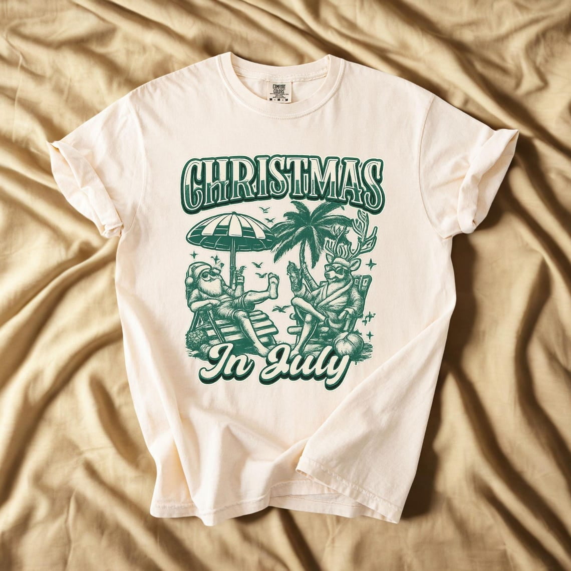 Fitzy Christmas in July Shirt â€“ Tropical & Reindeer Tee â€“ Summer ...