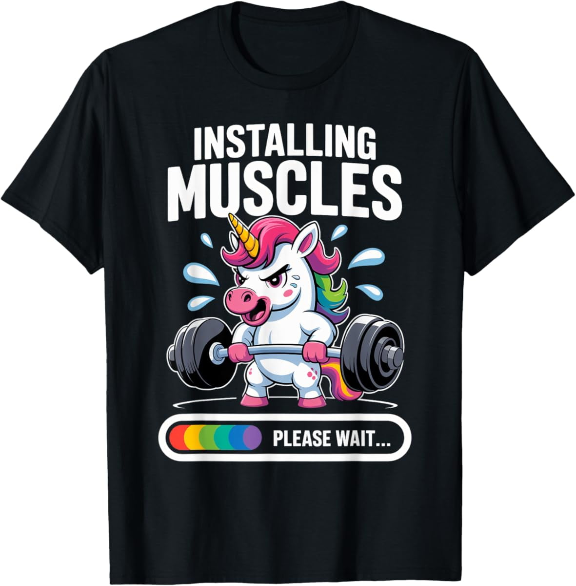 Fitzy Cute Unicorn Workout Gym Fitness Weightlifting T-Shirt Full Size ...