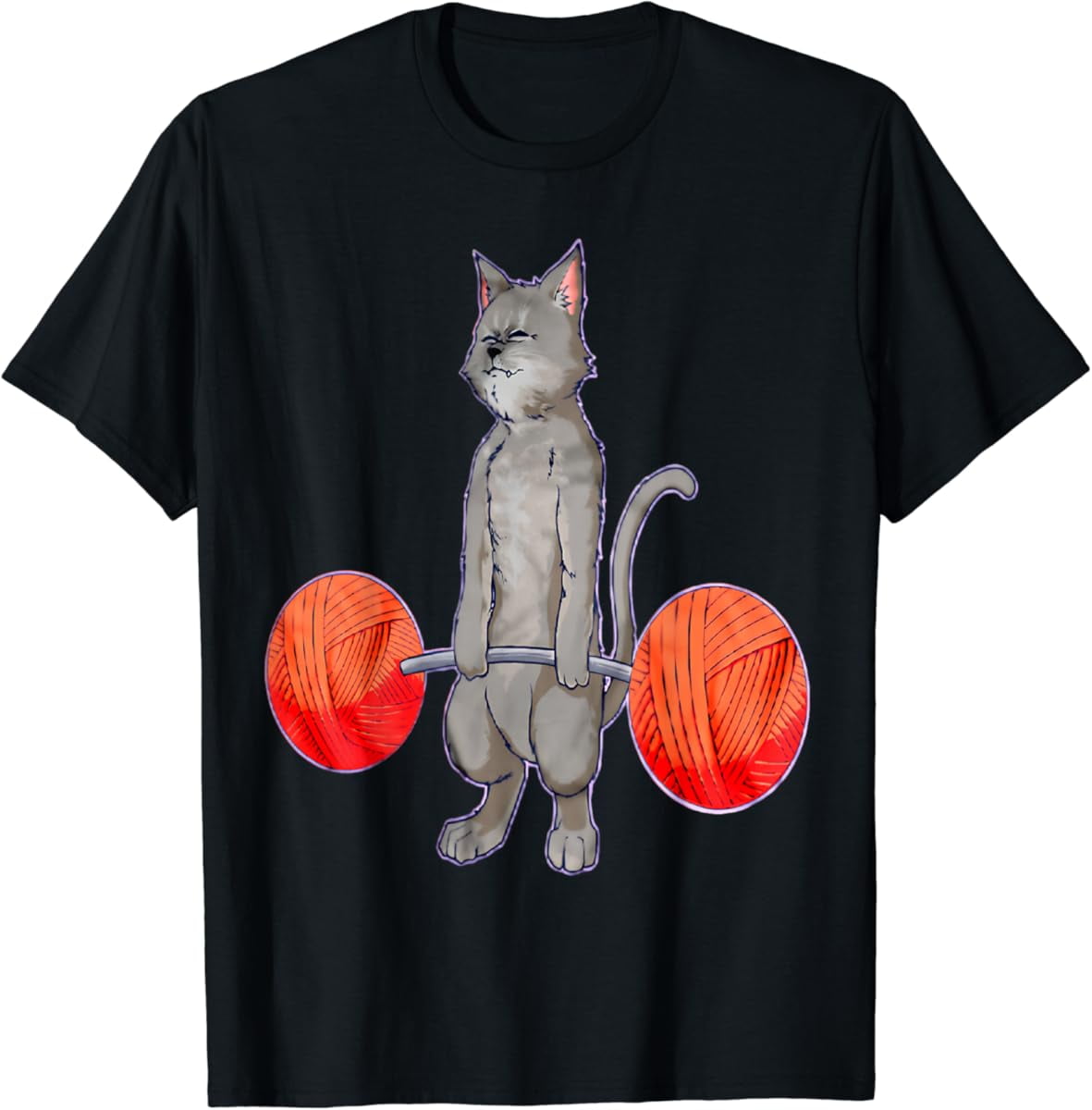 Fitzy Deadlifting Grey Cat Weightlifting Bodybuilding Fitness Gym T ...
