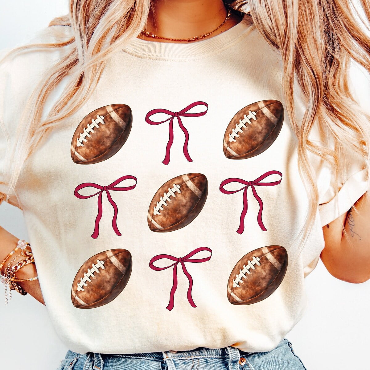 Fitzy Fall Football Shirt, Coquette Bow Football Shirt, Girly Football ...