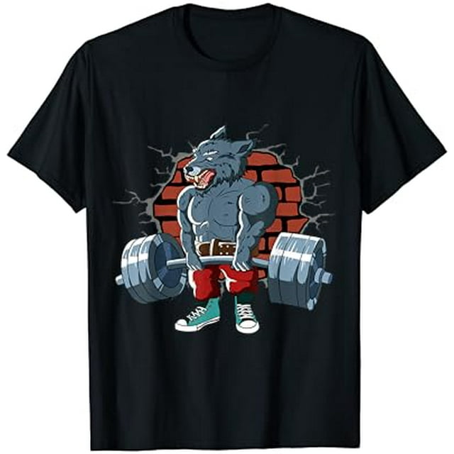 Fitzy Fitness Alpha Wolf doing Deadlift Workout Training Gym T-Shirt ...