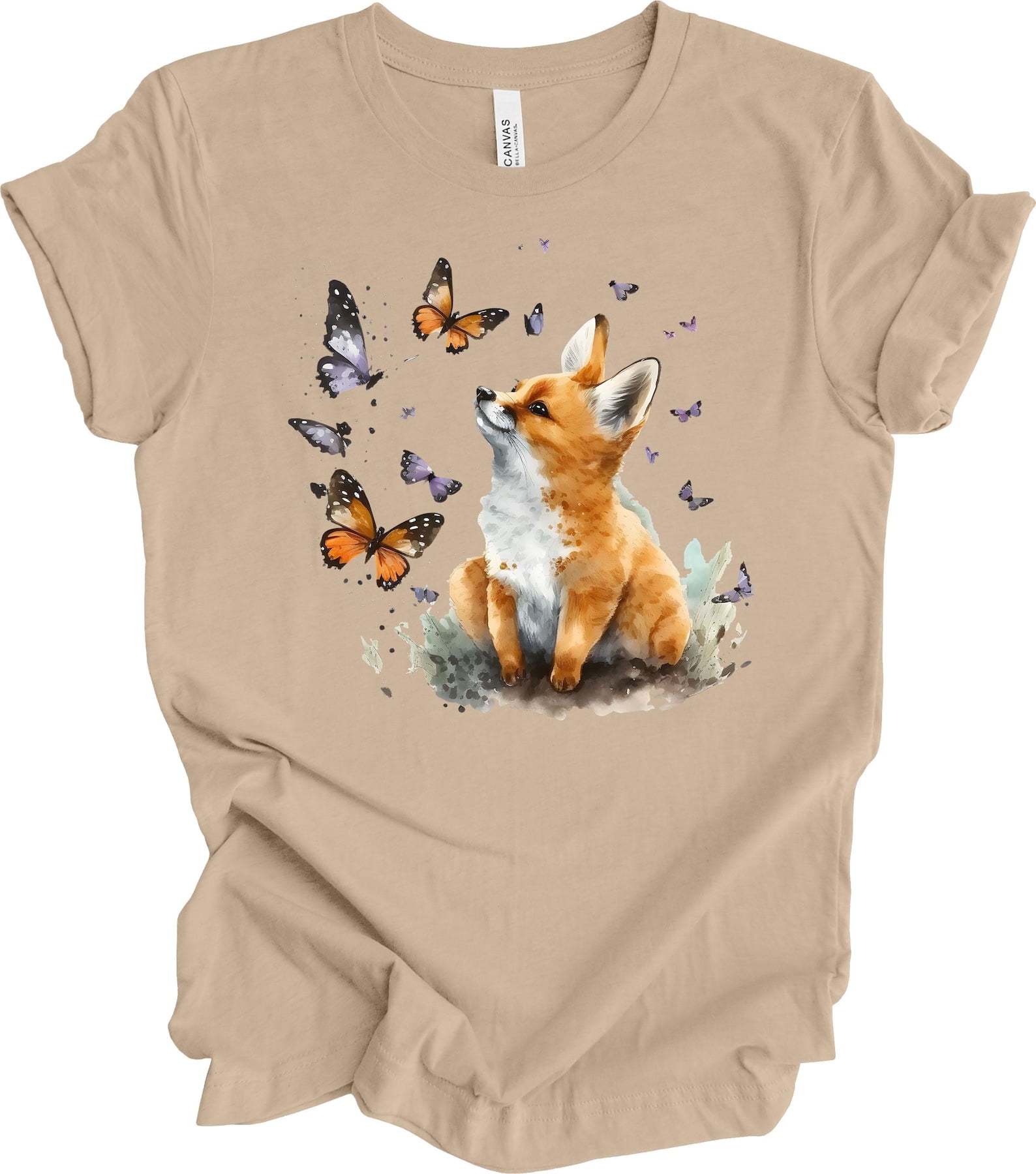 Fitzy Fox Shirt, Cute Baby Fox And Butterflies, Spring, Summer, Nature ...