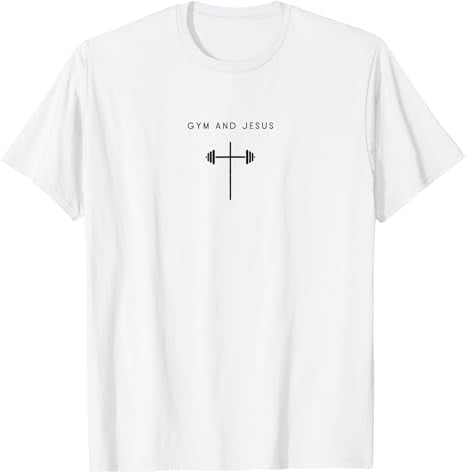 Fitzy Gym And Jesus Cross - Minimalist Christian Weightlifting T-Shirt ...