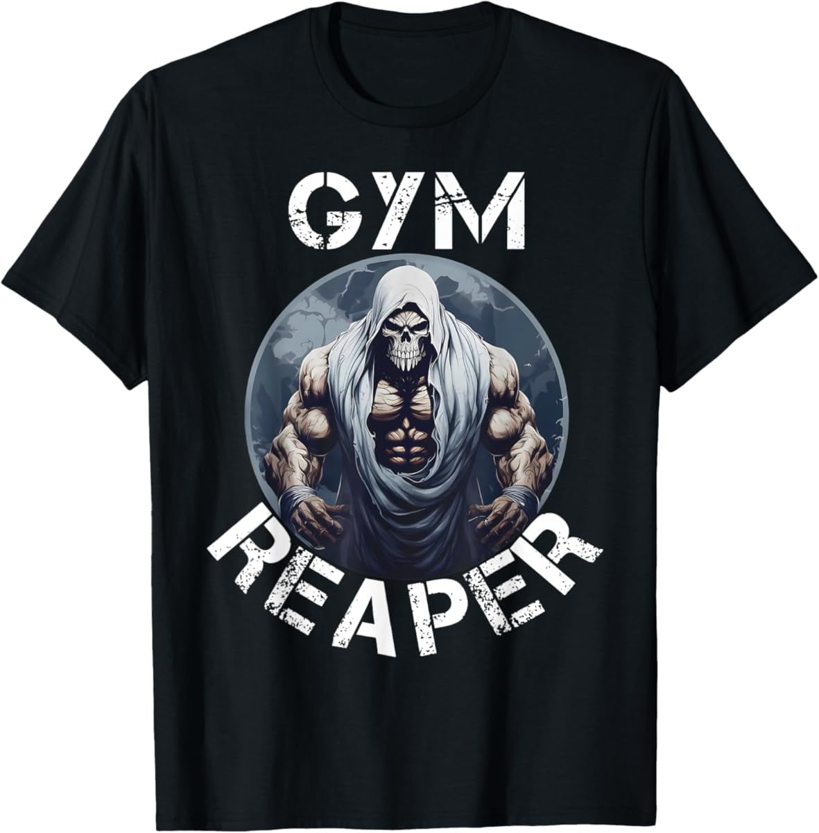 Fitzy Gym Reaper Fitness Skeleton Workout Bodybuilding T-Shirt Full ...