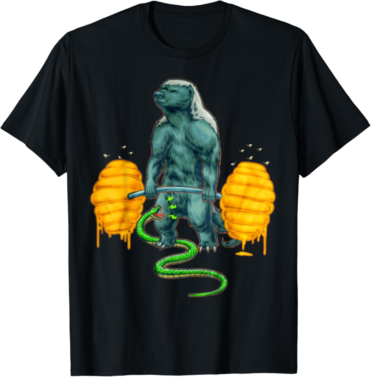 Fitzy Honey Badger Deadlifting Weightlifting Bodybuilding T-Shirt Full ...
