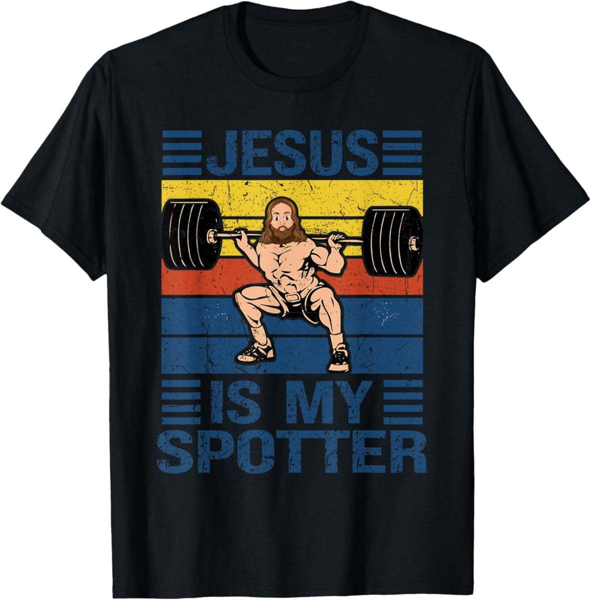 Fitzy Jesus Is My Spotter Christian Gym Workout Weightlifting T-Shirt ...