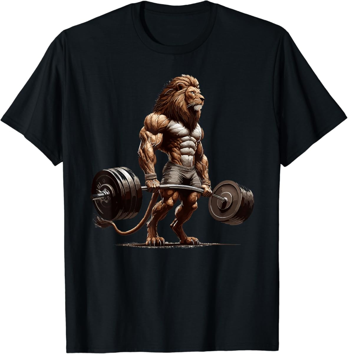 Fitzy Lion Deadlifting Gym Humour Weightlifting Fitness Workout T-Shirt ...
