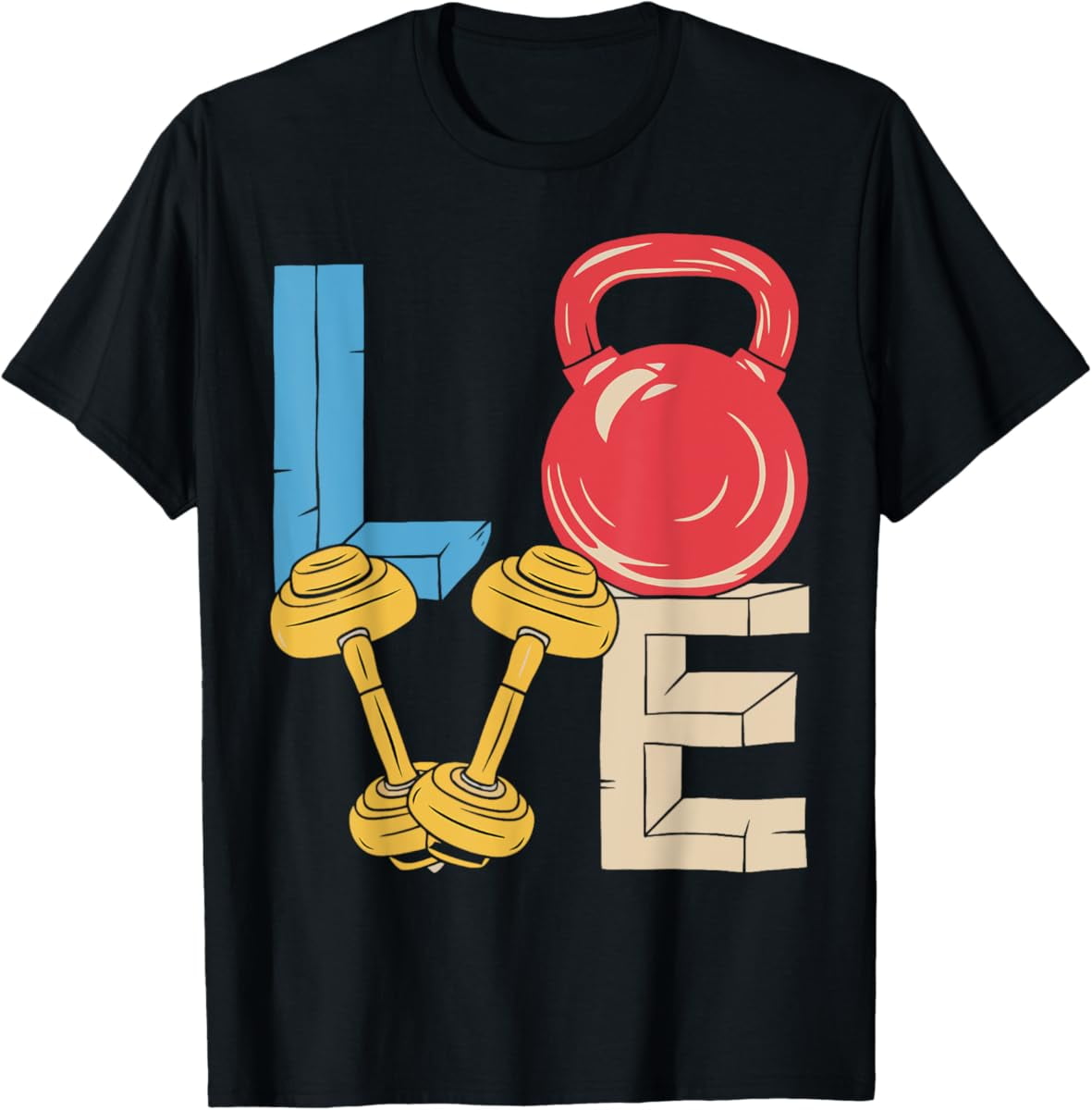 Fitzy Love Weightlifting Kettlebell Dumbbell Fitness Gym T-Shirt Full ...
