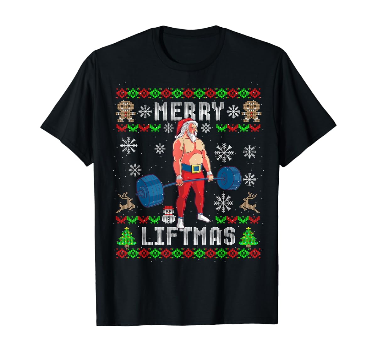Fitzy Mens Merry Liftmas Ugly Workout Powerlifting T-Shirt Full Size S ...