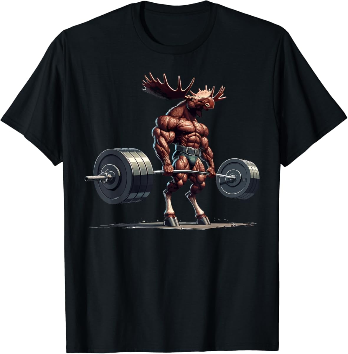 Fitzy Moose Deadlifting Gym Humour Weightlifting Fitness Workout T ...