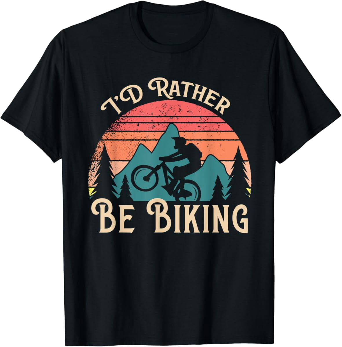 Fitzy Mountain Bike Cycling Bicycle Id Rather Be Biking T-Shirt Full ...