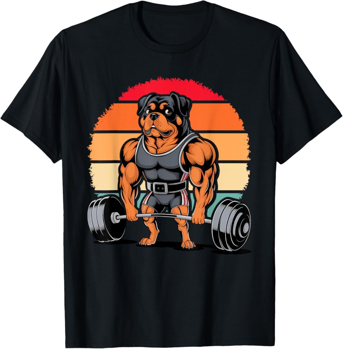 Fitzy Muscle Rottweiler Dog Deadlifting Gym Weightlifting Workout T-Shirt Full Size S-5XL ...