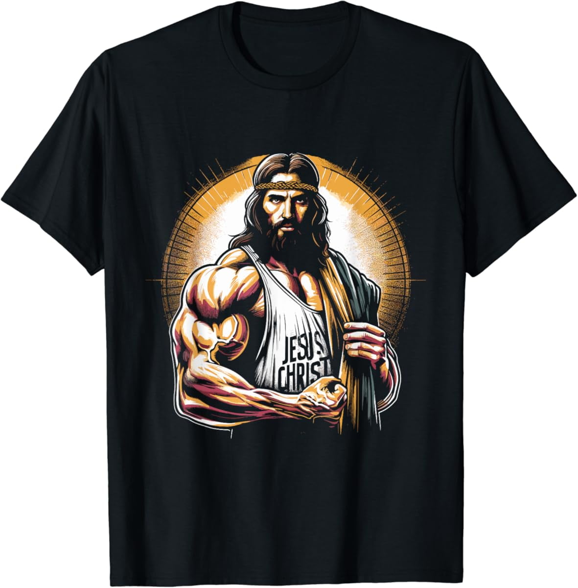 Fitzy Muscular Jesus Christ - Weightlifting Jesus Gym Sports T-Shirt ...