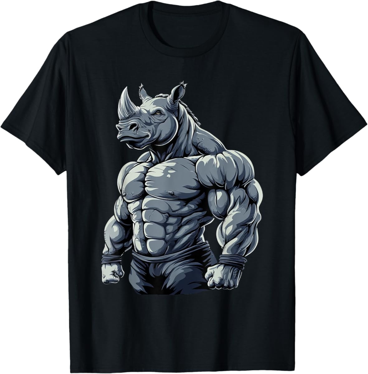 Fitzy Muscular Rhino Powerlifting Weightlifting Gym Workout T-Shirt ...