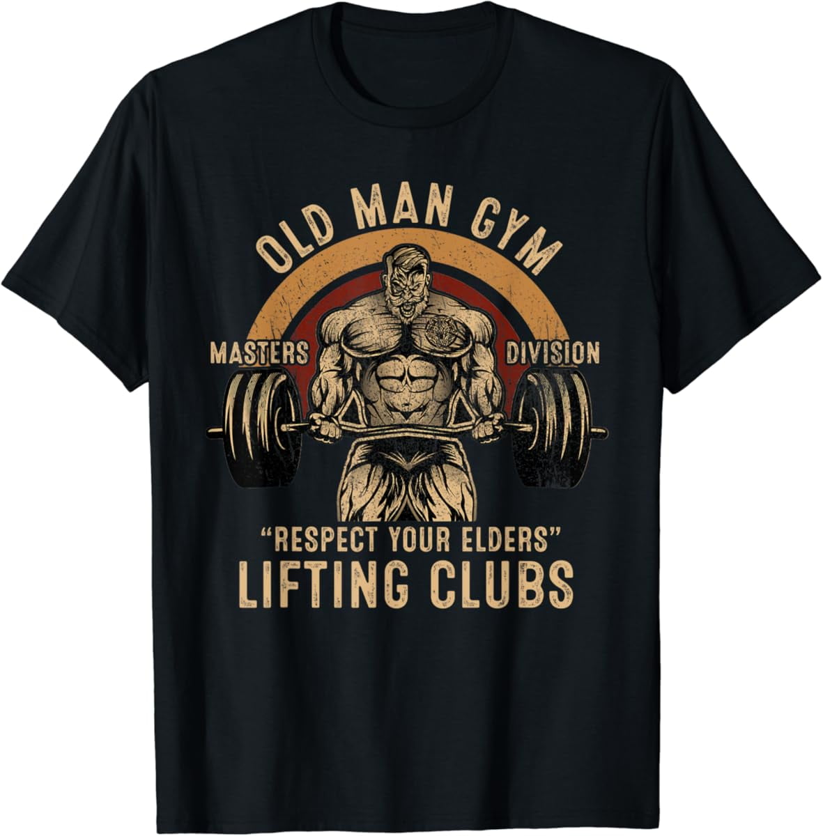 Fitzy Old Man Gym Respect Your Elders Lifting Clubs Weightlifting T ...