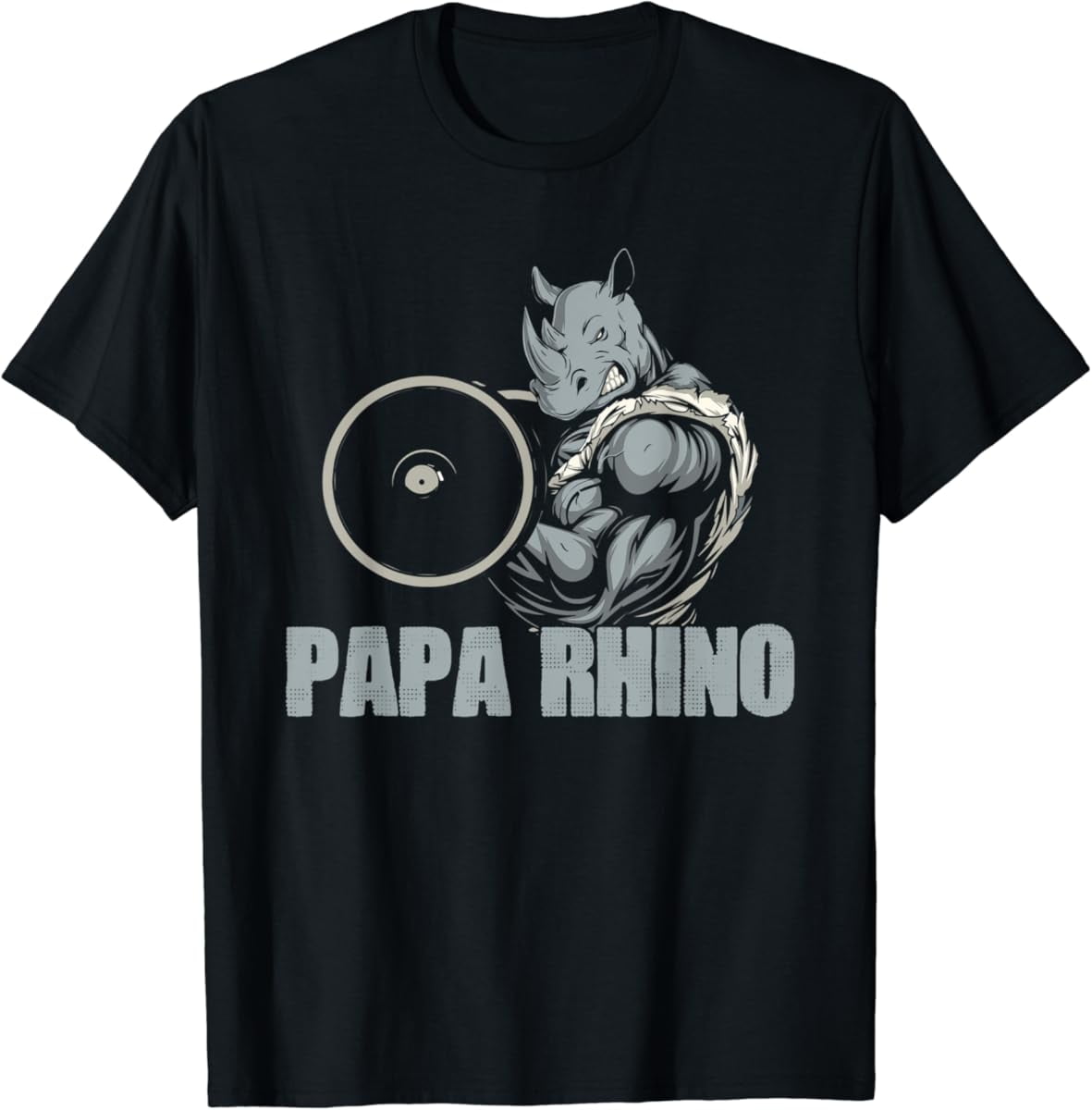 Fitzy Papa Rhinoceros Weightlifting Rhino Gym Muscle Lover T-Shirt Full ...