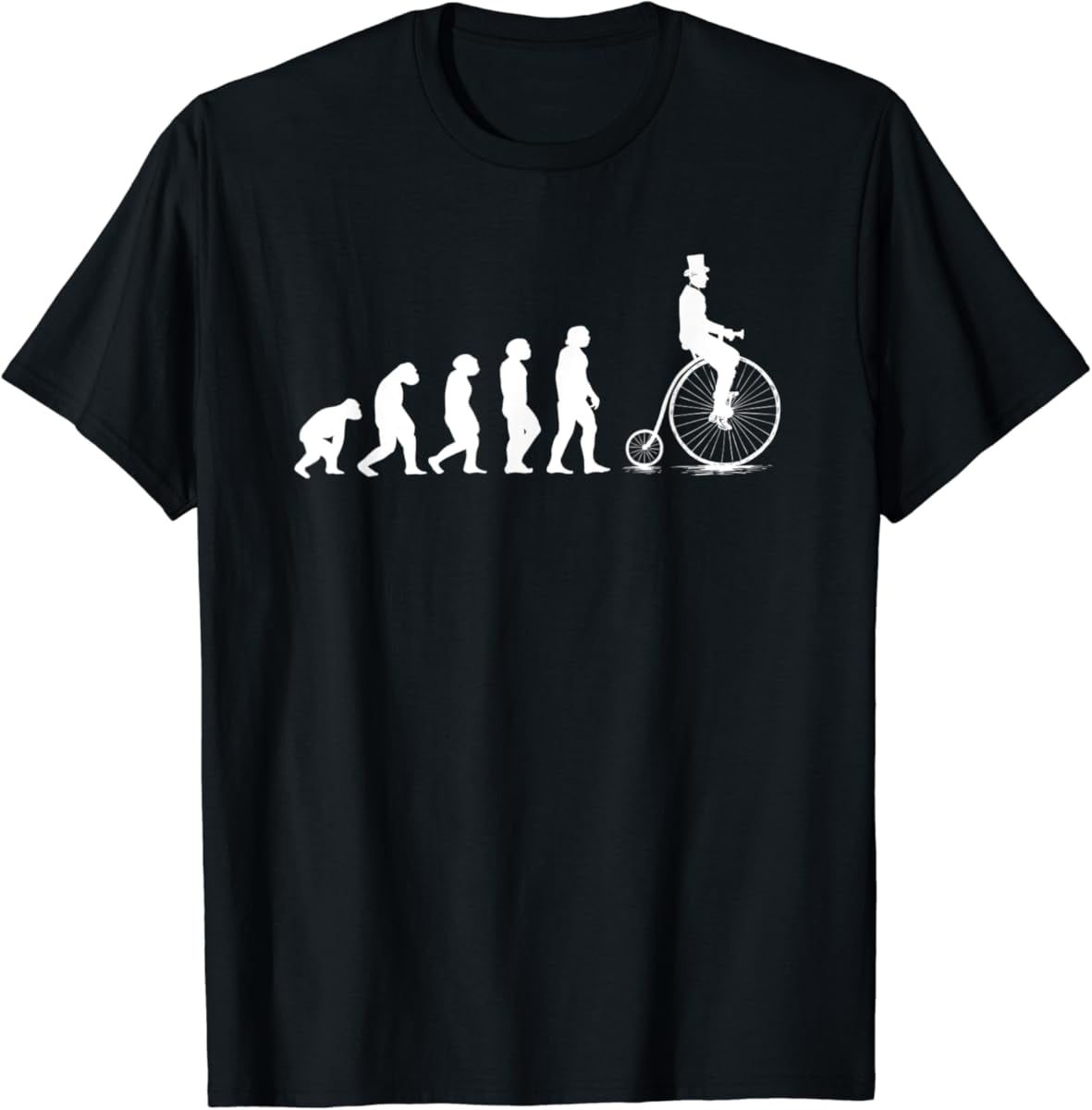 Fitzy Penny Farthing Bike Evolution Design Retro Cyclist T-Shirt Full ...
