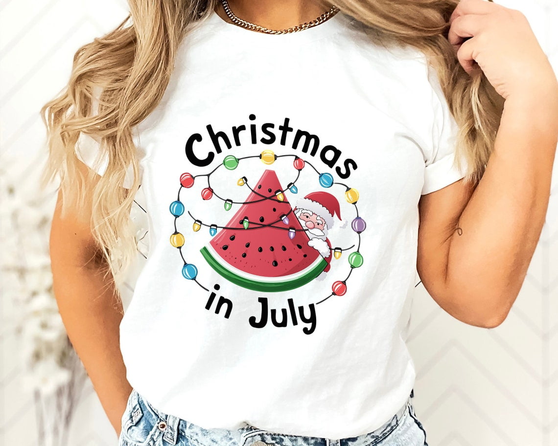 Fitzy Summer Christmas in July Shirt, Summer Beach Vacation Holiday ...