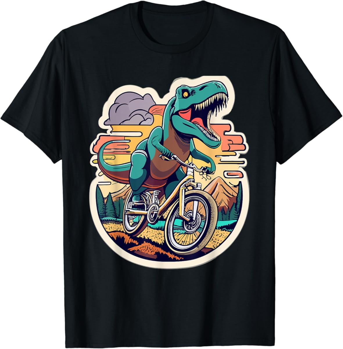 Fitzy T-rex Dinosaur Riding a Bicycle Biking Cycling Biker Rider T ...