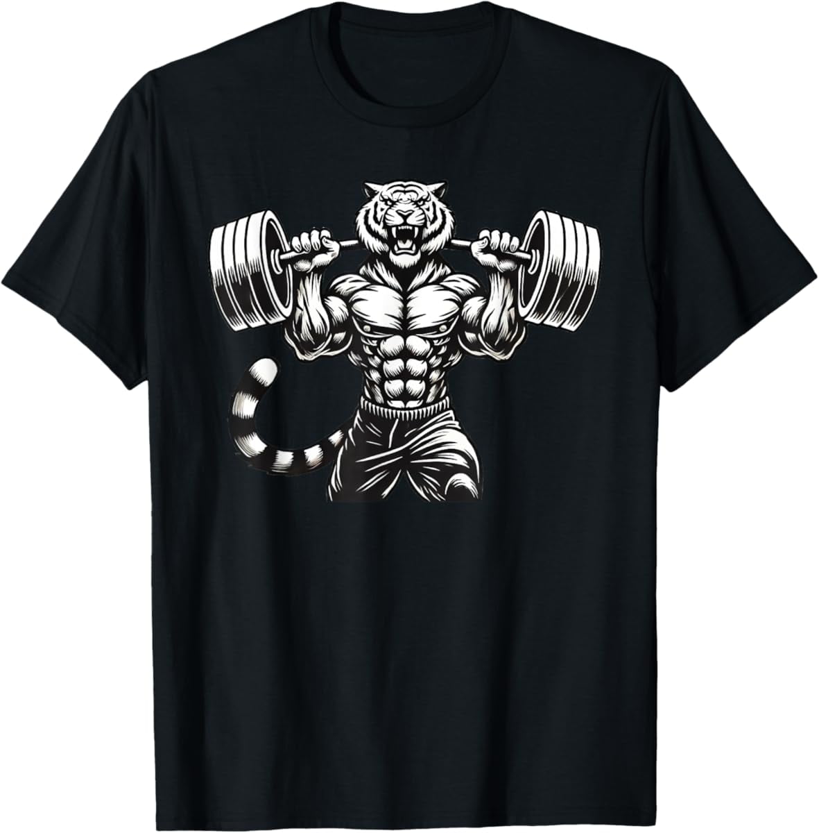 Fitzy Tiger Powerlifting Weightlifting Gym Workout T-Shirt Full Size S ...