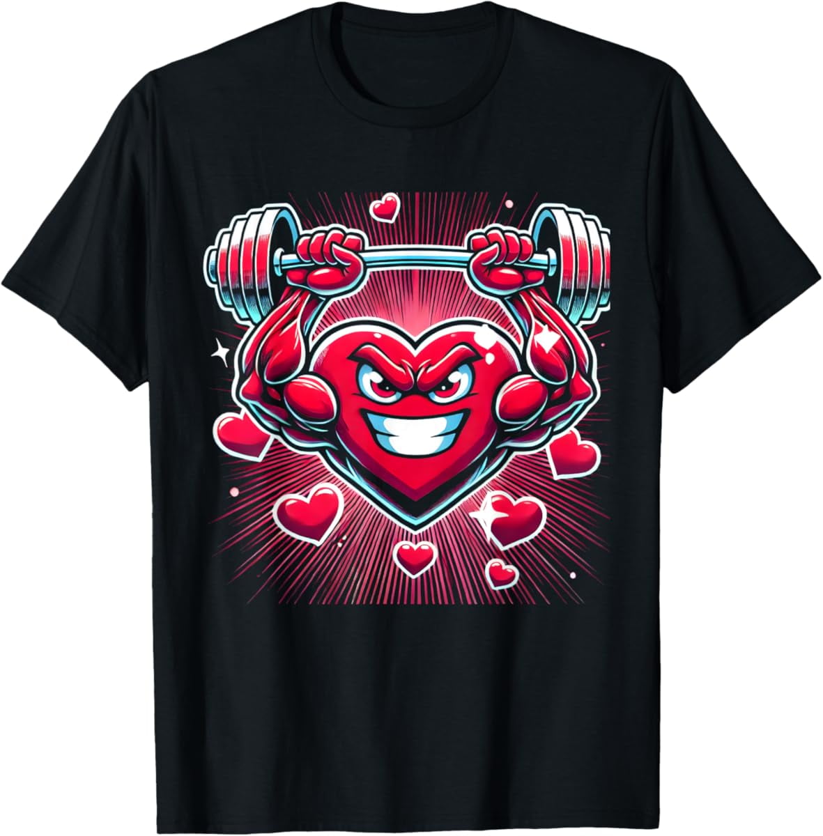 Fitzy Valentines Day Heart Weightlifting Deadlift Fitness T-Shirt Full ...