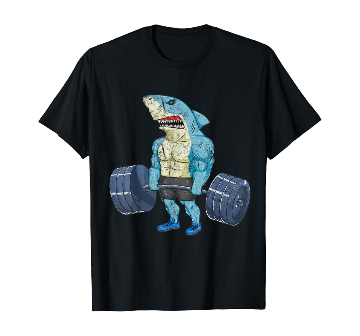 Fitzy Vintage Shark Weightlifting Bodybuilder Muscle Fitness T-Shirt ...