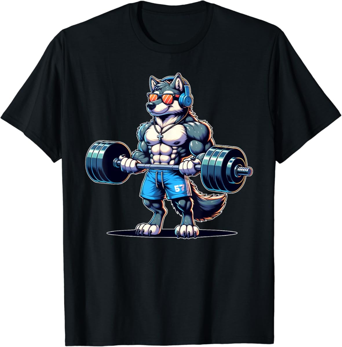 Fitzy Wolf Gym Weightlifting Bodybuilder Fitness Workout T-Shirt Full ...