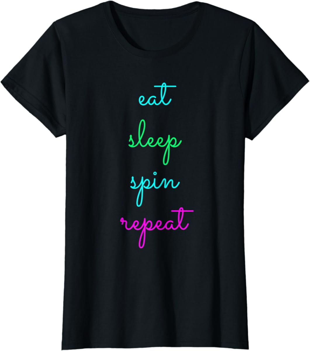 Fitzy Womens Eat Sleep Spin Repeat Spinning Class Cycling Workout T ...
