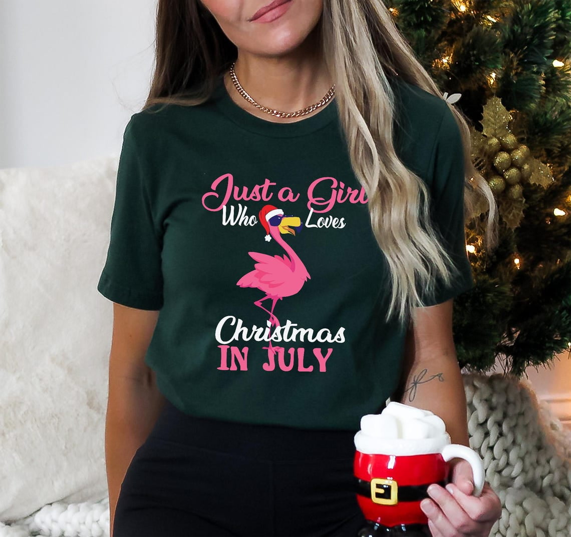Fitzy Xmas In July Shirt Flamingo Girl T-Shirt, Xmas In July Shirt ...