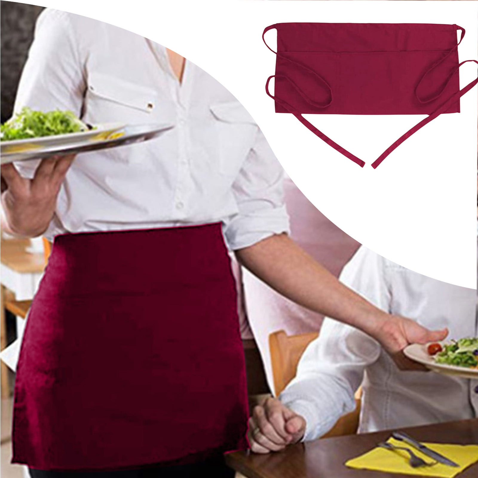 Fiudx Short Half-Length Apron Barbecue Apront Waiter Work Clothes Apron ...