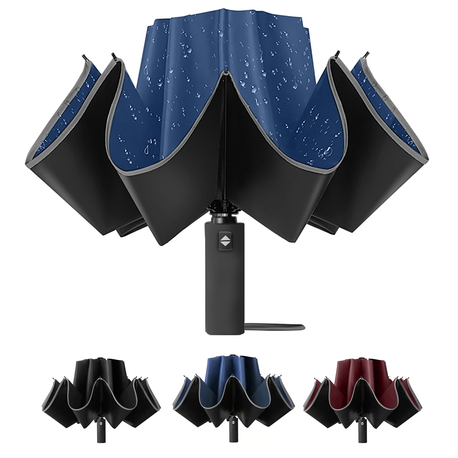 FIUION Windproof Travel Umbrella, Auto Open Close Compact Inverted Rain ...