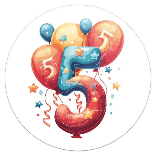 Five 5 Years Birthday Sticker Phone Decal Water Bottle Stickers Car ...