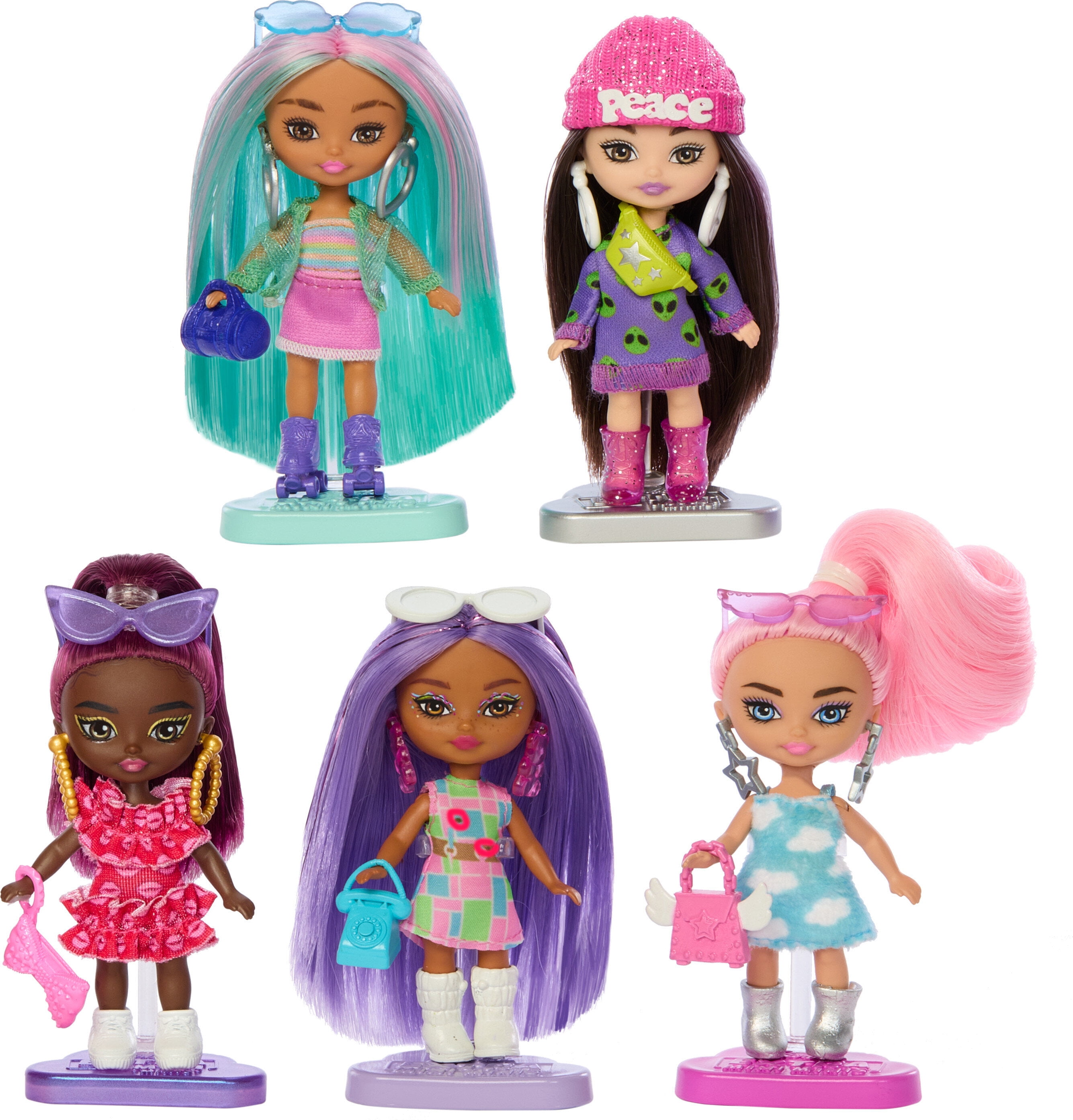 Five Barbie Dolls, Barbie Extra Mini Minis Small Doll Bundle - Walmart.com