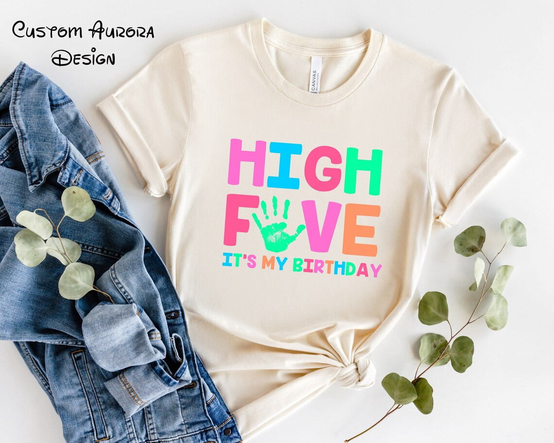 Five Birthday TShirt, High Five Shirt, Fifth Birthday Tee, Birthday ...