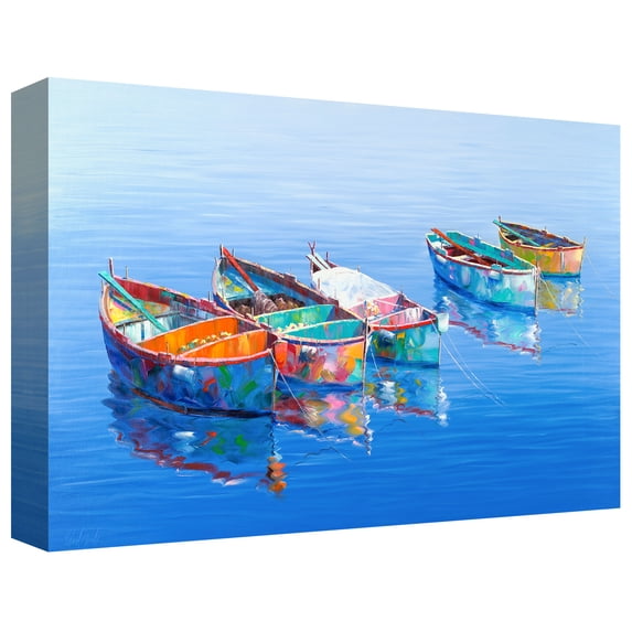 Free Shipping! Masterpiece Art Gallery Five Boats Blue Coastal Canvas ...