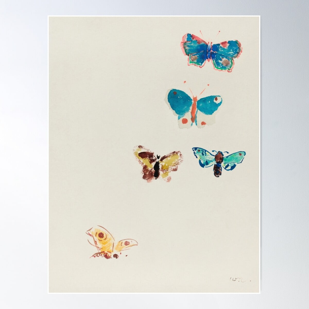 Five Butterflies (1912) By Odilon Redon Poster Wall Art, Modern Wall ...