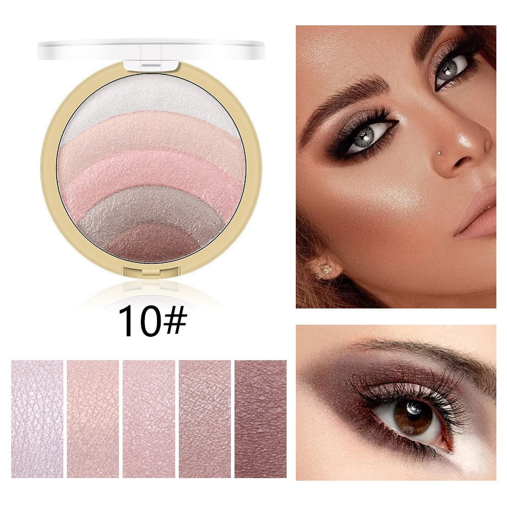Five Color Baking Powder Eye Shadow, Integrated Highlight Blusher, Fine Shiny Lazy Powder ...