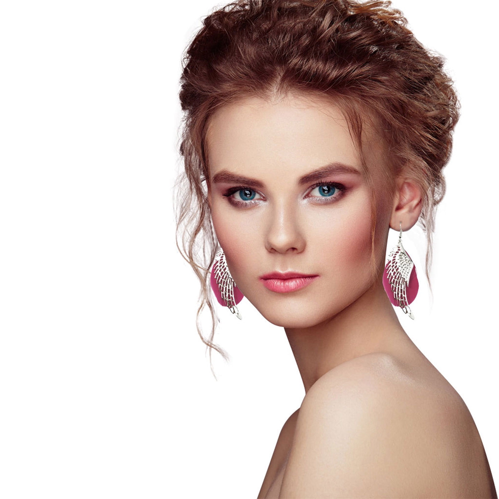 Five Colors Of Angel Feather Electroplating Alloy Earrings Earrings Earring Packs 17 Mile