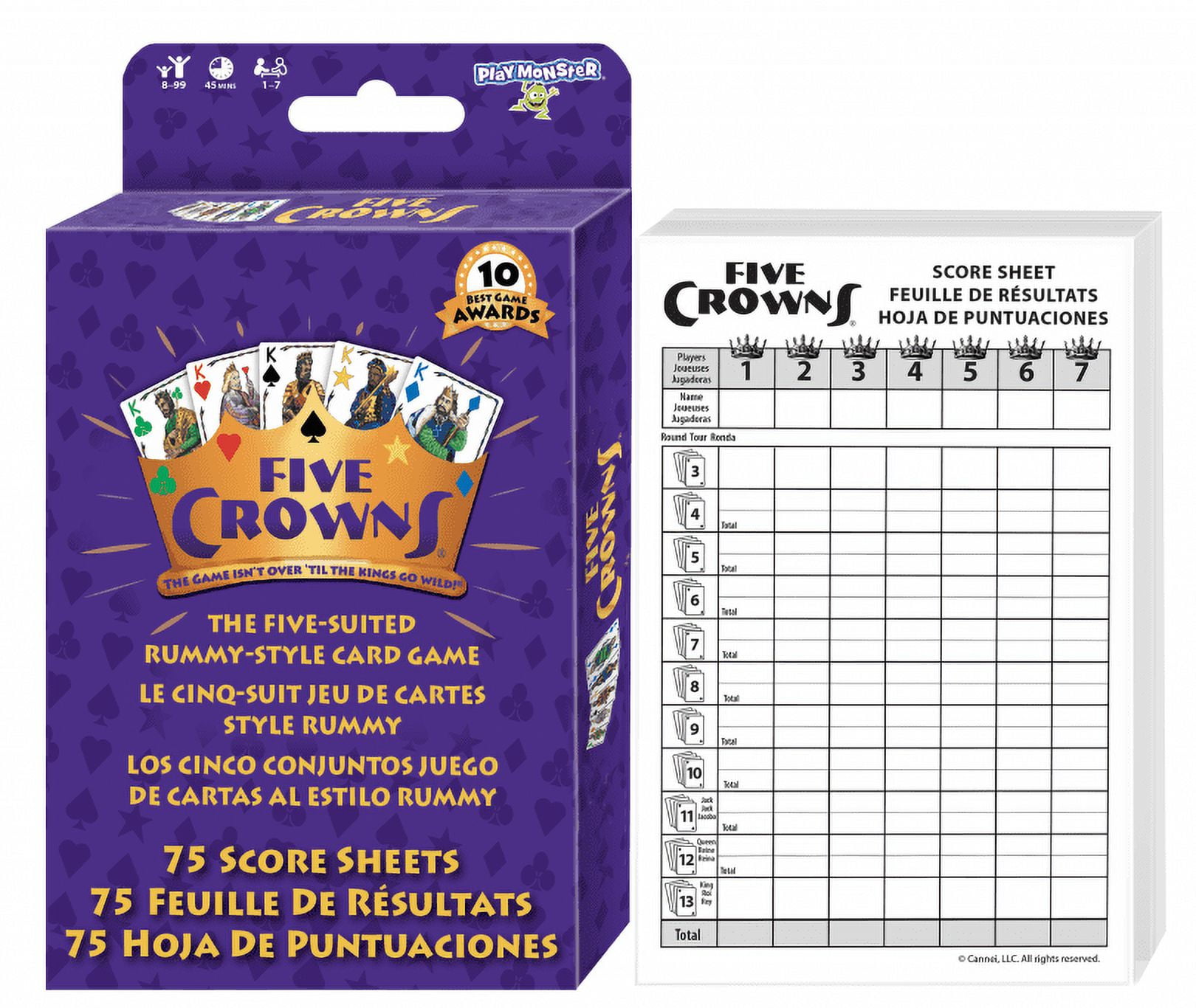 Five Crowns Card Game Scorepad Sheet for Multilingual Use - Walmart.com
