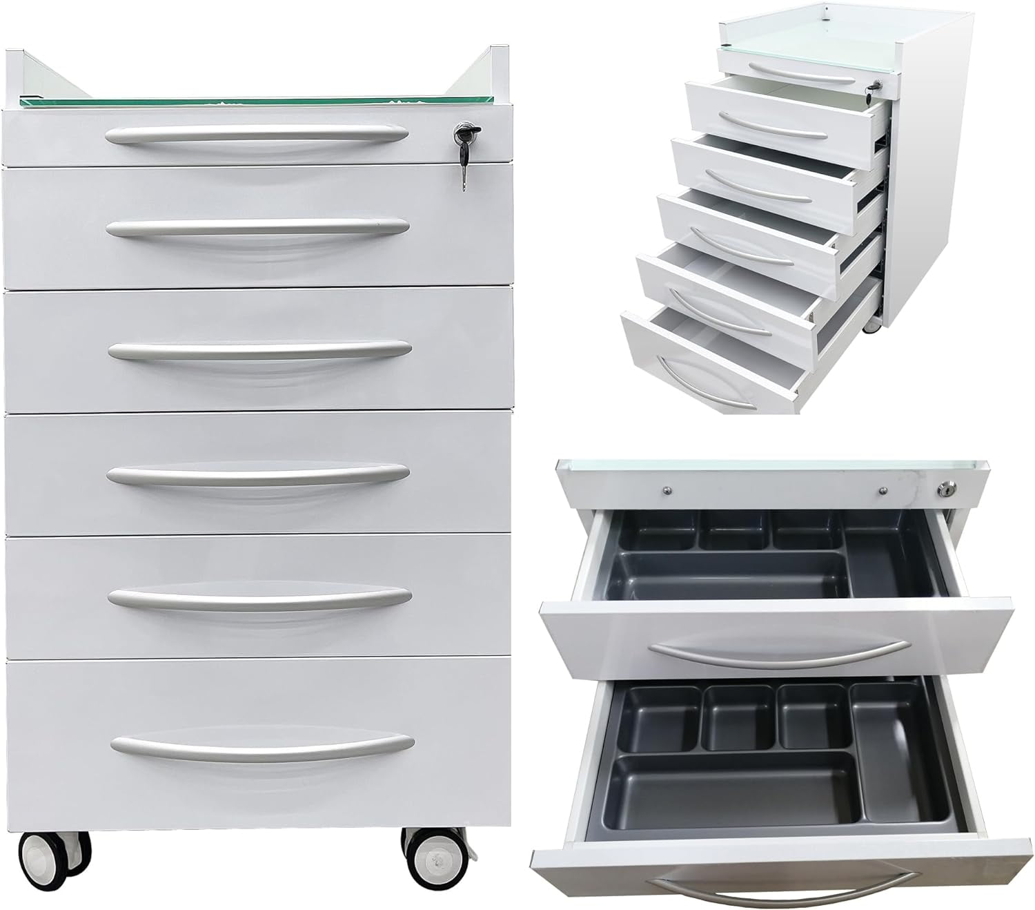 Five-Drawer Lockers Dental Side Cabinets Removable Partition Tray ...