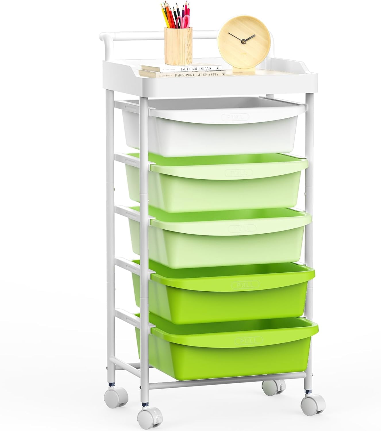 Five Drawer Rolling Cart, Craft Organizers and Storage for Home Office ...