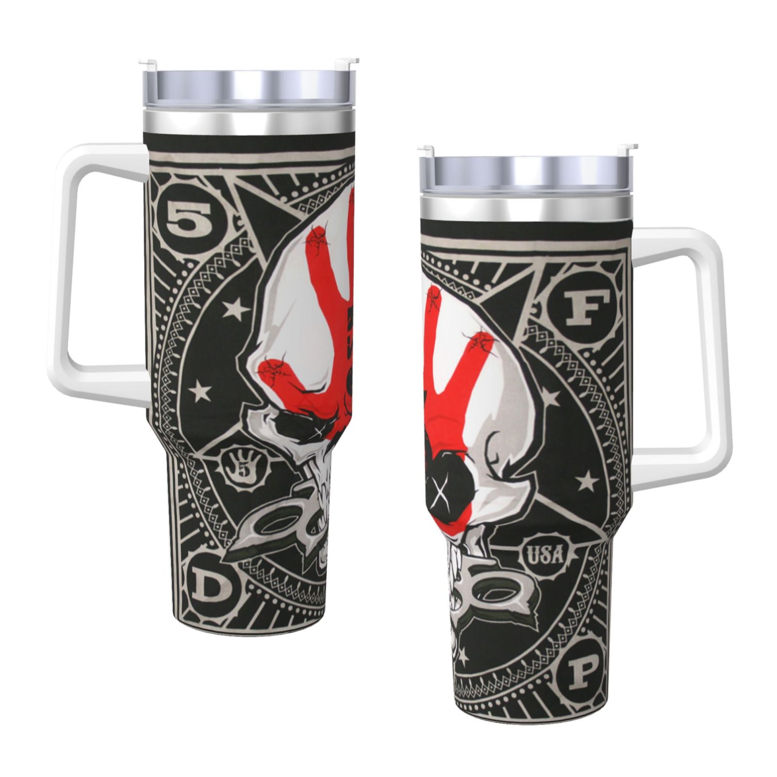 Five Finger Death Punch 40 Oz Tumbler With Handle And Straw Double Wall ...