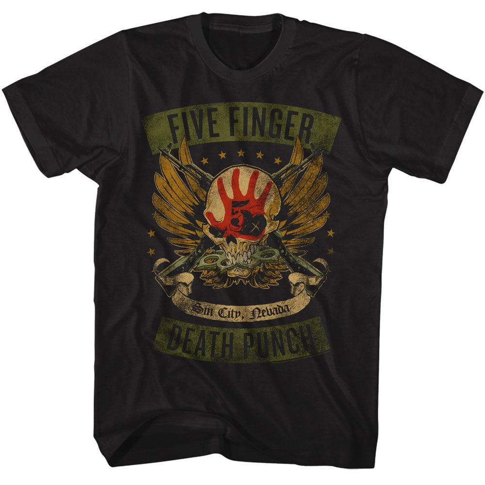 Five Finger Death Punch Winged Skull Black Adult T-Shirt Xlt - Walmart.com