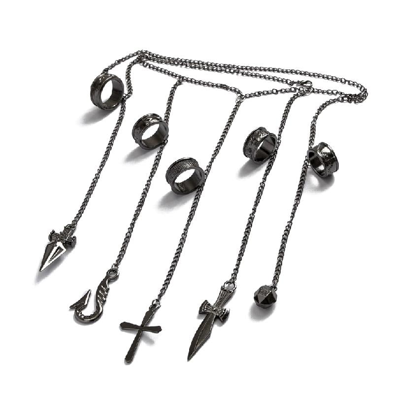 Five Finger Rings Rapers Simple Kurapika Chains Bracelet Full-five ...
