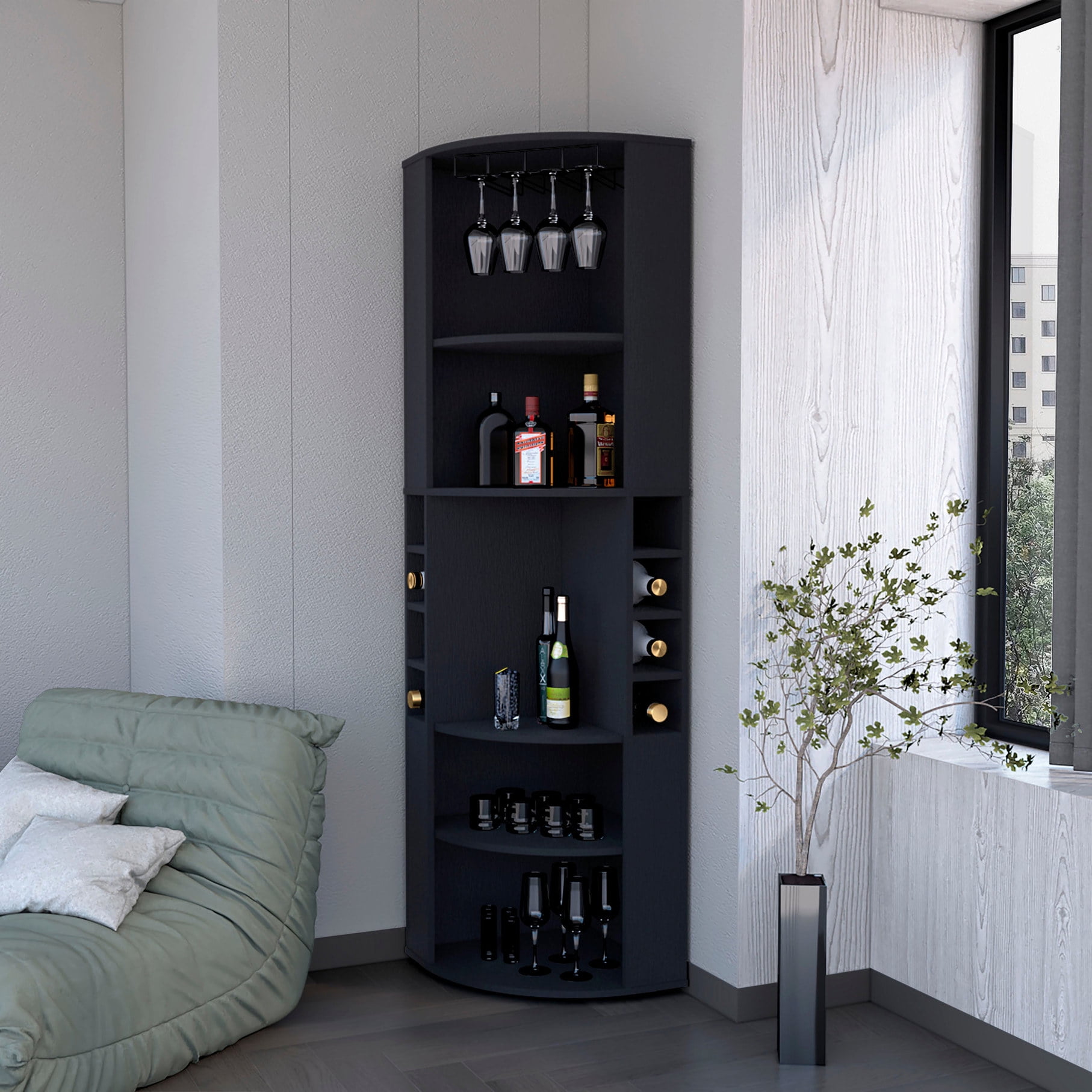 Five Large Shelves - Utilize Corner Spaces - Entertaining Guests - Well ...
