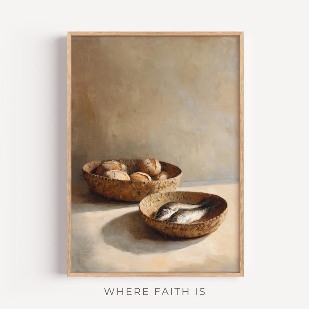 Five Loaves And Two Fish, Modern Bible Art, Christian Art, Bible Story ...