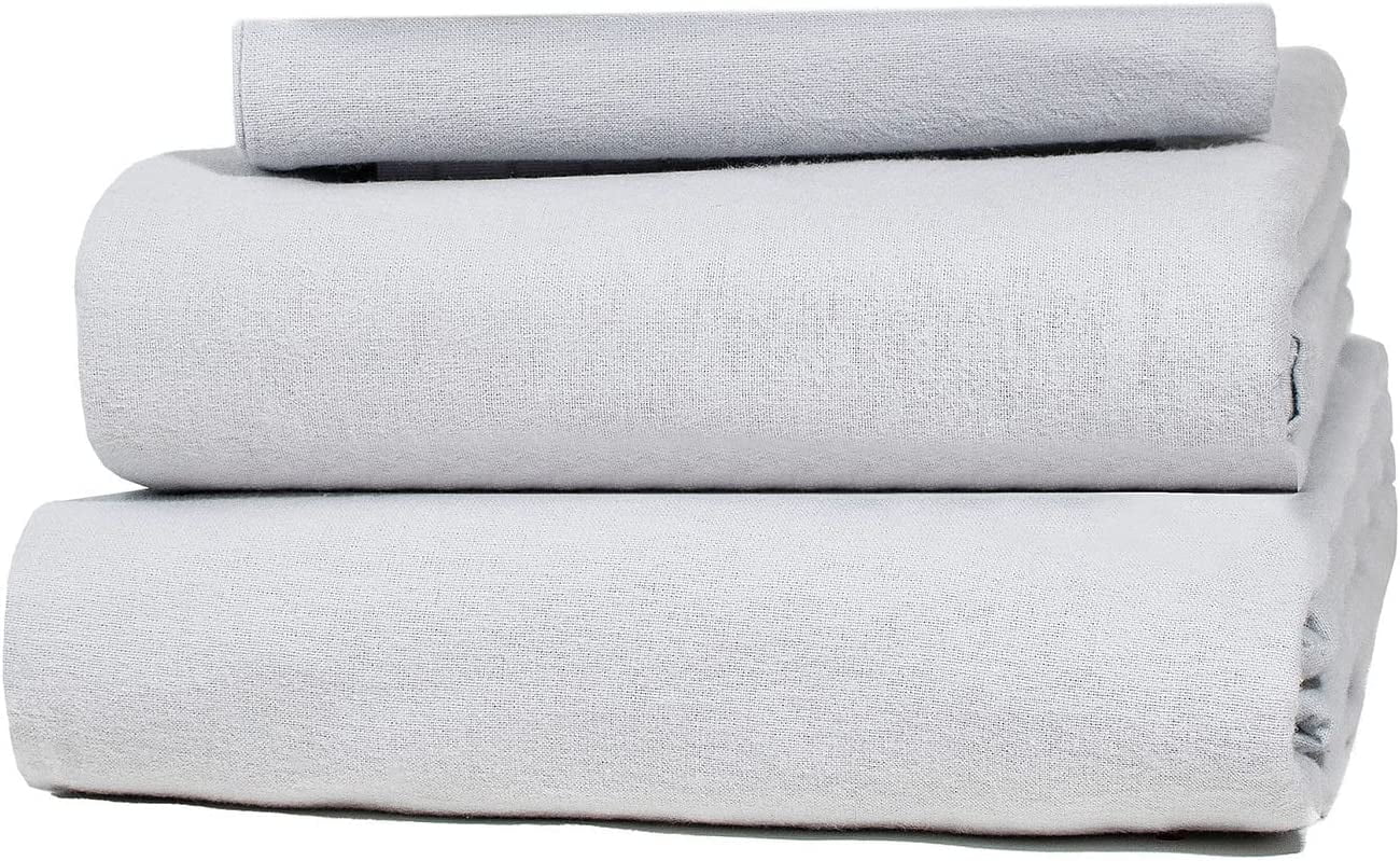 Five Looms 100% Cotton Cozy Flannel Bed Sheet Set, Twin (Gray, 3 Piece ...