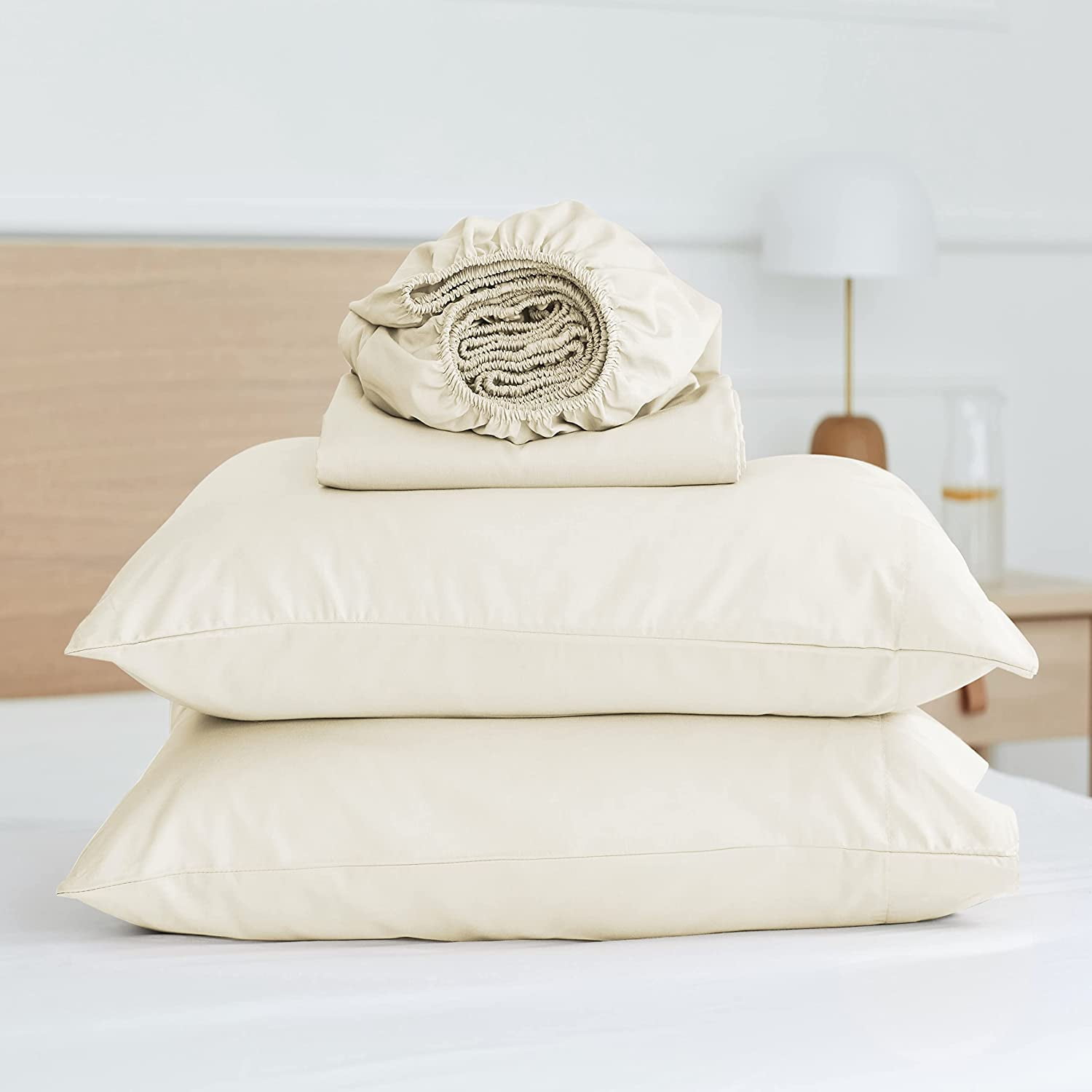 Five Looms King Size Classic Cotton Percale Sheets Set, High Thread ...